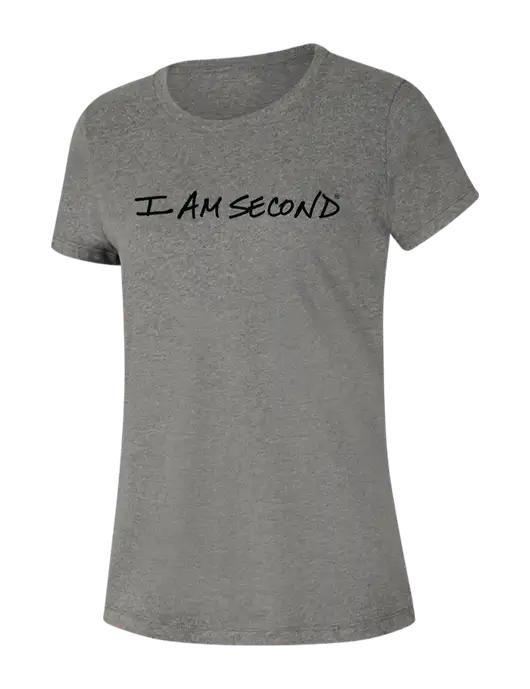 Womens Seriously Soft Grey Frost T-Shirt w/I Am Second Logo