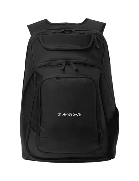 Executive Black Laptop Backpack w/I Am Second Logo