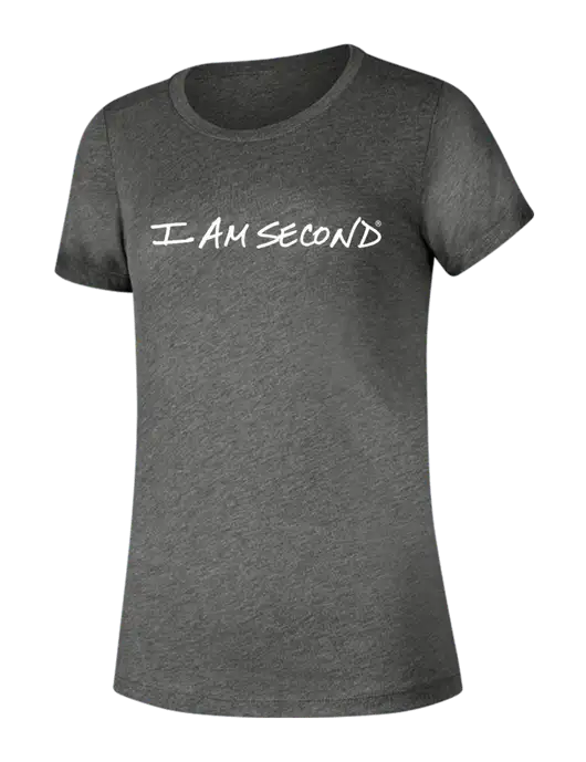 BELLA+CANVAS Womens Medium Grey Triblend Short Sleeve Tee w/I Am Second ...
