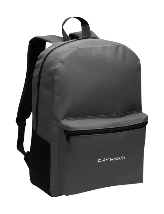 Casual Dark Charcoal Lightweight Laptop Backpack w/I Am Second Logo